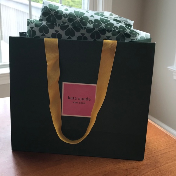 kate spade | Bags | Kate Spade Green Bag Yellow Ribbon And 4 Leaf ...